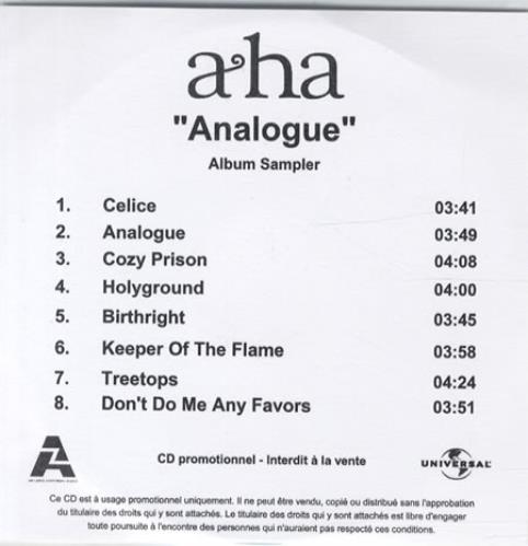 A-Ha Analogue - Album Sampler French Promo CD-R acetate (344422)