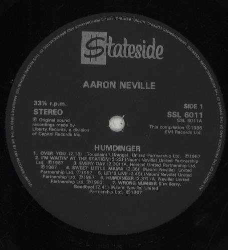Aaron Neville Humdinger UK vinyl LP album (LP record) (855163)