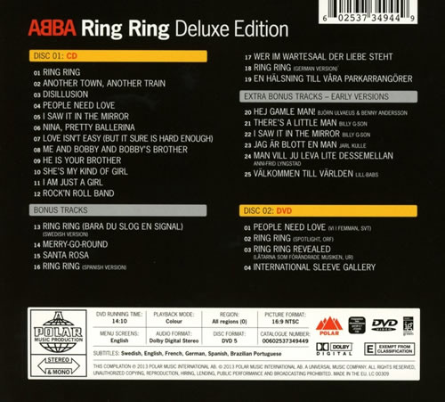 Abba Ring Ring Deluxe Edition - Sealed UK 2-disc CD/DVD set (604940)