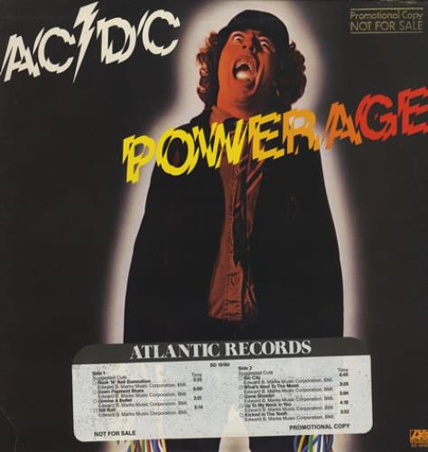 AC/DC Powerage - gold promo stamped/timing strip US vinyl LP album (LP ...
