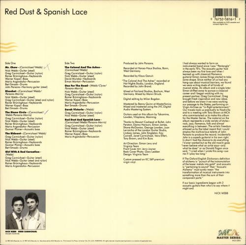 Acoustic Alchemy Red Dust & Spanish Lace US vinyl LP album (LP record ...