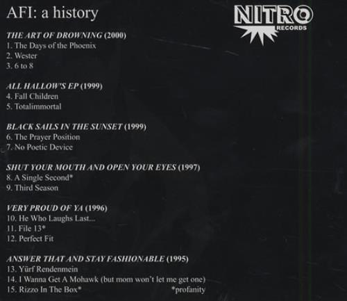 AFI AFI: A History US Promo CD album (CDLP) (348747)