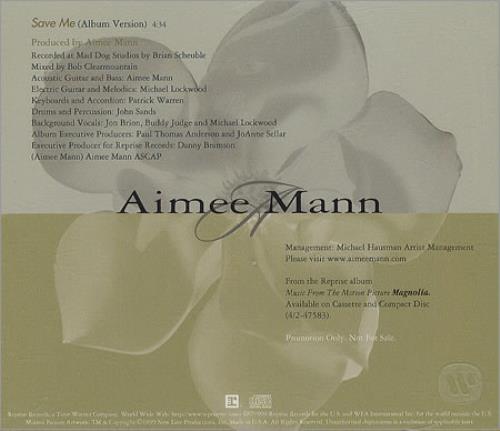 Aimee Mann Save Me US Promo CD single (CD5 / 5") (151927)