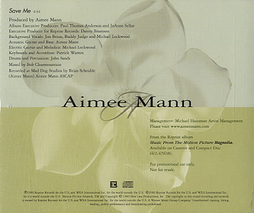 Aimee Mann Save Me UK Promo CD single (CD5 / 5") (154611)