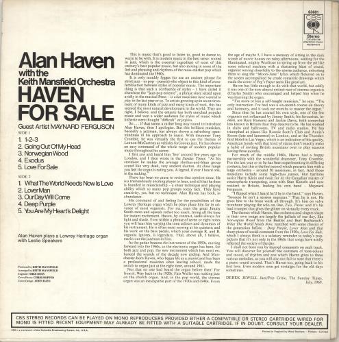 Alan Haven Haven For Sale UK vinyl LP album (LP record) (512089)