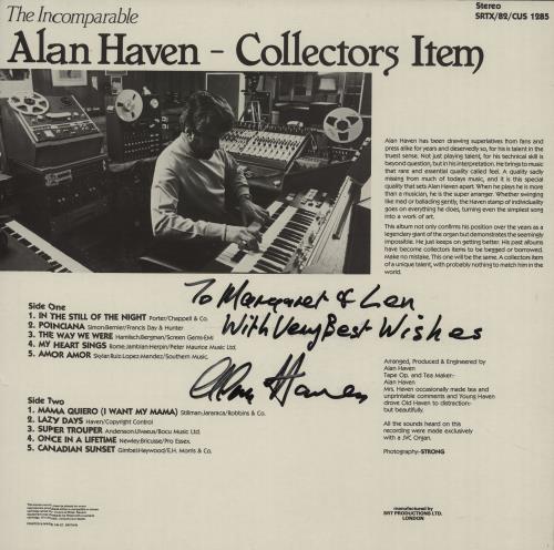 Alan Haven The Incomparable - Autographed UK vinyl LP album (LP record ...