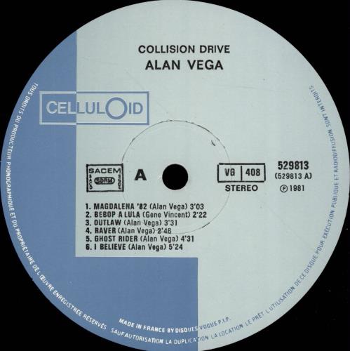 Alan Vega Collision Drive French vinyl LP album (LP record) (444641)