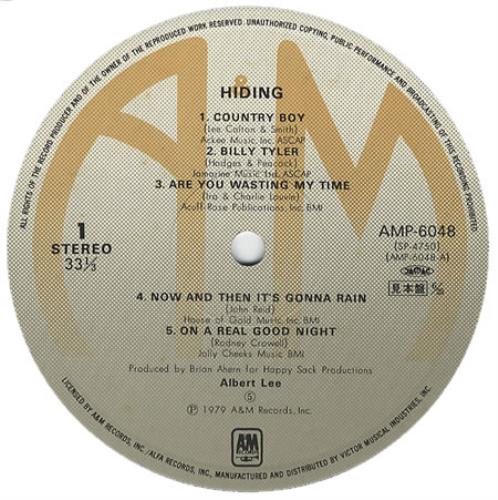 Albert Lee Hiding Japanese Promo vinyl LP album (LP record) (407367)