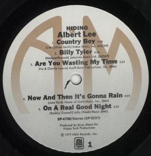 Albert Lee Hiding US vinyl LP album (LP record) (851286)