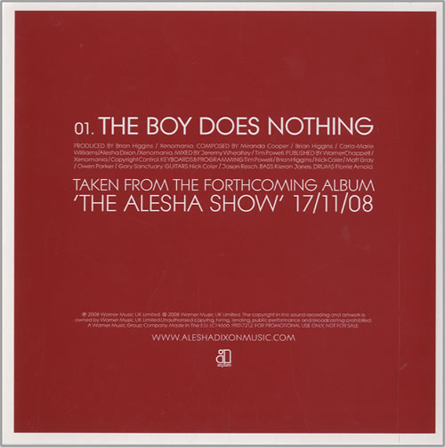 Alesha Dixon The Boy Does Nothing UK Promo CD single (CD5 / 5") (453036)