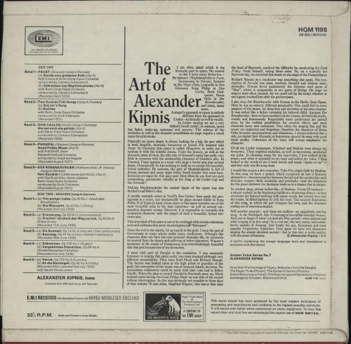 Alexander Kipnis The Art Of Alexander Kipnis UK vinyl LP album (LP ...