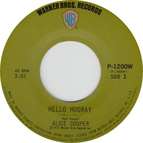 Alice Cooper Hello Hooray Japanese 7" vinyl single (7 inch record / 45 ...