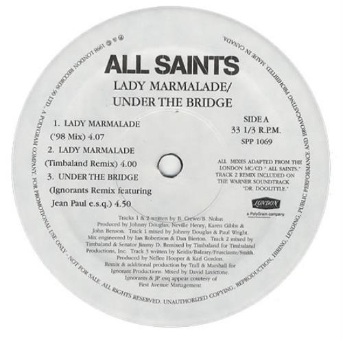 All Saints Lady Marmalade Canadian Promo 12" vinyl single (12 inch ...