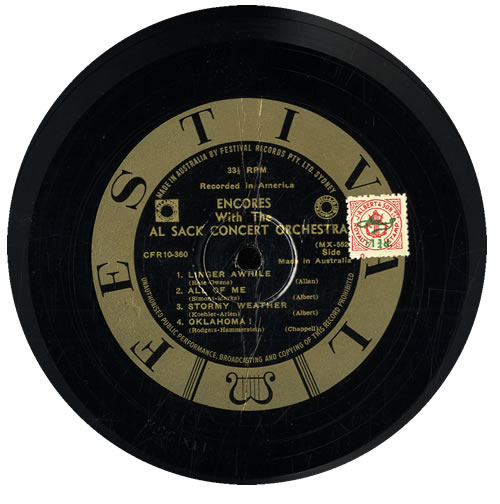 Al Sack Encores Australian 10" vinyl single (10 inch record) (551361)