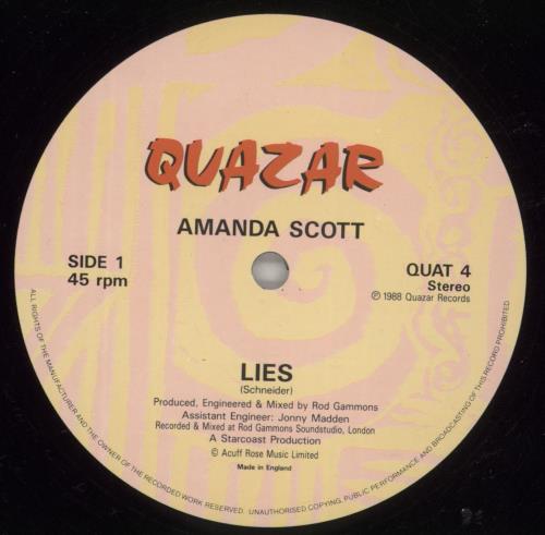 Amanda Scott Lies UK 12" vinyl single (12 inch record / Maxi-single ...