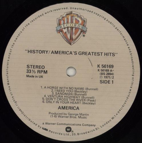America History / America's Greatest Hits UK vinyl LP album (LP record ...