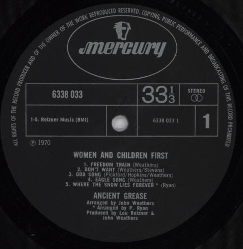 Ancient Grease Women And Children First - EX UK vinyl LP album (LP ...