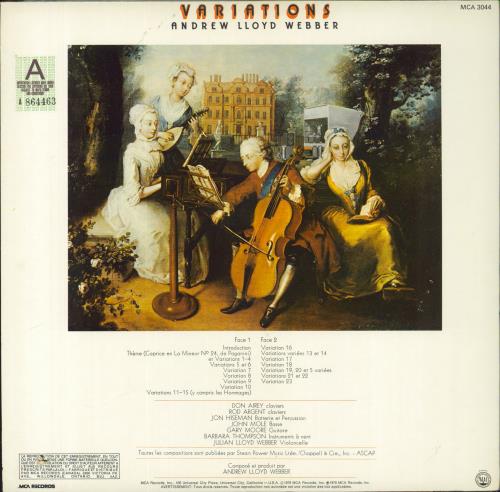 Andrew Lloyd Webber Variations + 7" Canadian vinyl LP album (LP record ...