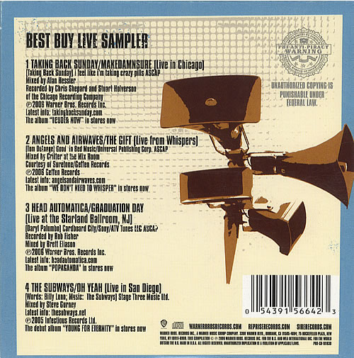 Angels & Airwaves Best Buy Live Sampler US Promo CD single (CD5 / 5 ...