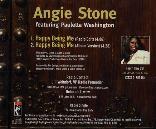 Angie Stone Happy Being Me US Promo CD-R acetate (449968)