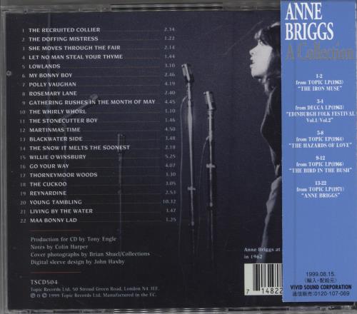Anne Briggs A Collection Japanese CD album (CDLP) (785866)