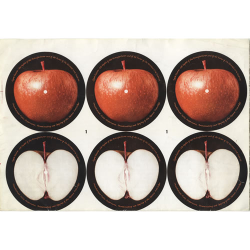 Apple Label Sheet Of Six Unused Red Design Apple Labels UK memorabilia ...
