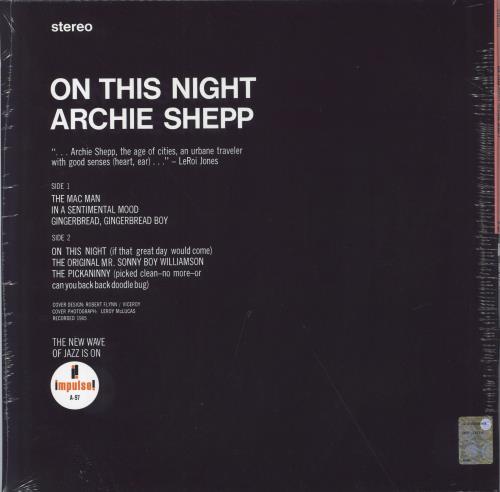 Archie Shepp On This Night - 180gm Vinyl - Sealed + Booklet UK vinyl LP ...