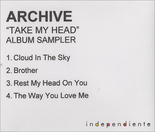 Archive Take My Head - Album Sampler UK CD-R acetate (496273)