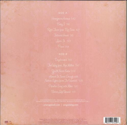 Ariana Grande Yours Truly UK vinyl LP album (LP record) (770261)
