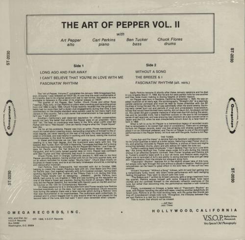 Art Pepper The Art Of Pepper Vol. II US vinyl LP album (LP record) (751926)