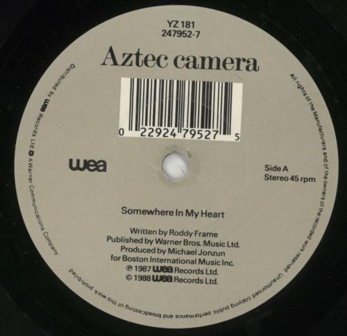 Aztec Camera Somewhere In My Heart UK 7" vinyl single (7 inch record ...