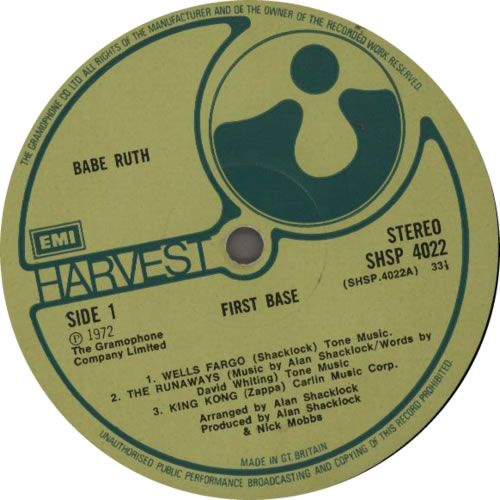 Babe Ruth First Base - 1st - EX UK vinyl LP album (LP record) (595709)