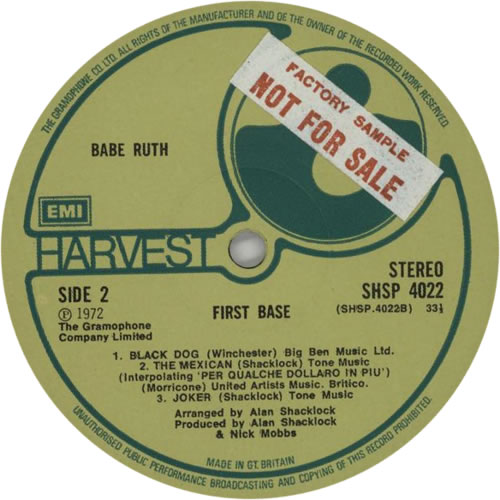 Babe Ruth First Base - 1st - Sample UK vinyl LP album (LP record) (595336)