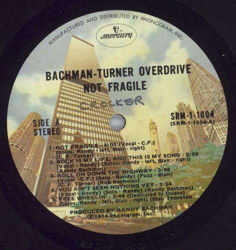Bachman Turner Overdrive Not Fragile Jamaican vinyl LP album (LP record ...