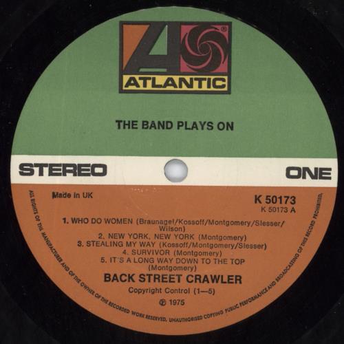 Back Street Crawler The Band Plays On UK vinyl LP album (LP record ...
