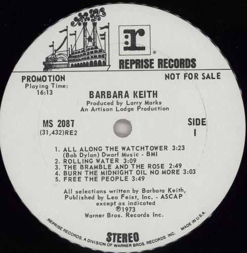 Barbara Keith Barbara Keith + Insert US Promo vinyl LP album (LP record ...