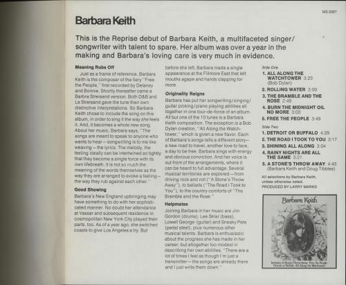 Barbara Keith Barbara Keith + Insert US Promo vinyl LP album (LP record ...