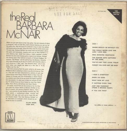Barbara McNair The Real Barbara McNair US Promo vinyl LP album (LP ...