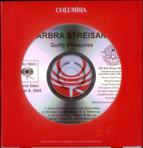 Barbra Streisand Guilty Pleasures US Promo CD-R acetate (528311)