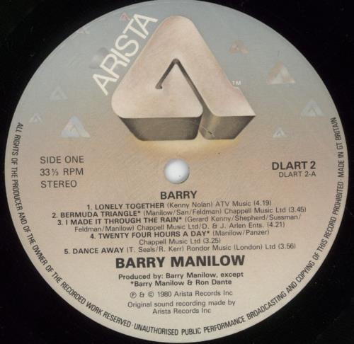 Barry Manilow Barry UK vinyl LP album (LP record) (458420)