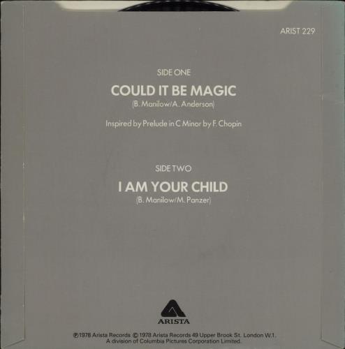 Barry Manilow Could It Be Magic UK 7" vinyl single (7 inch record / 45 ...