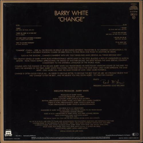 Barry White Change UK vinyl LP album (LP record) (853190)