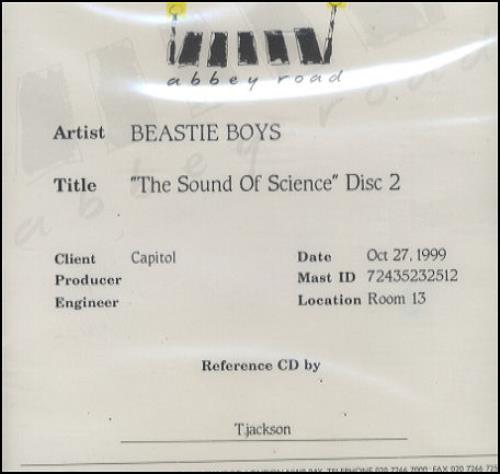 Beastie Boys The Sound Of Science Disc 2 UK Promo CD-R acetate (264598)