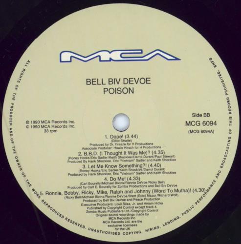 Bell Biv Devoe Poison UK vinyl LP album (LP record) (785340)