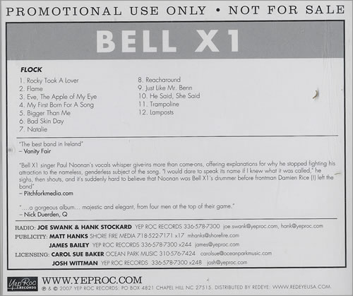 Bell X1 Flock US Promo CD album (CDLP) (465810)