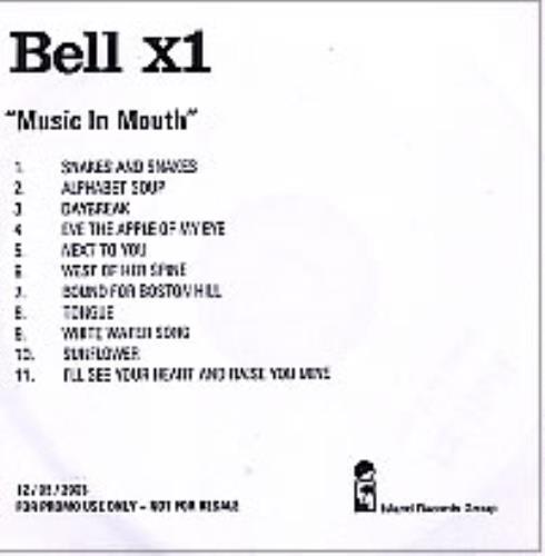 Bell X1 Music In Mouth UK Promo CD-R acetate (260985)