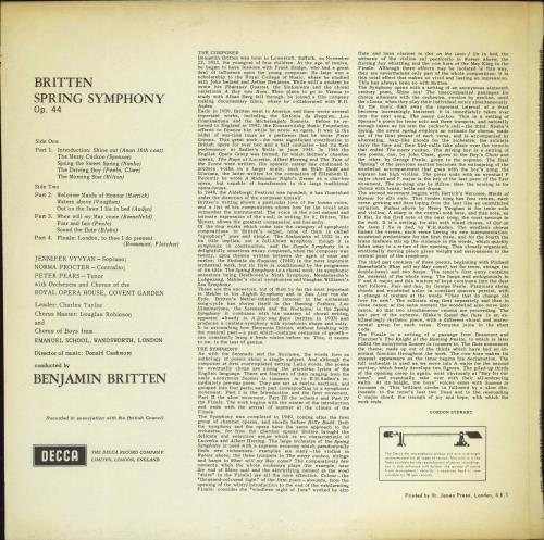 Benjamin Britten Spring Symphony - 2nd UK vinyl LP album (LP record ...