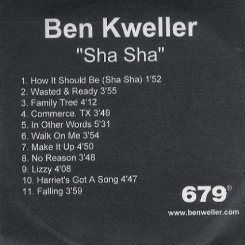 Ben Kweller Sha Sha UK Promo CD-R acetate (253423)