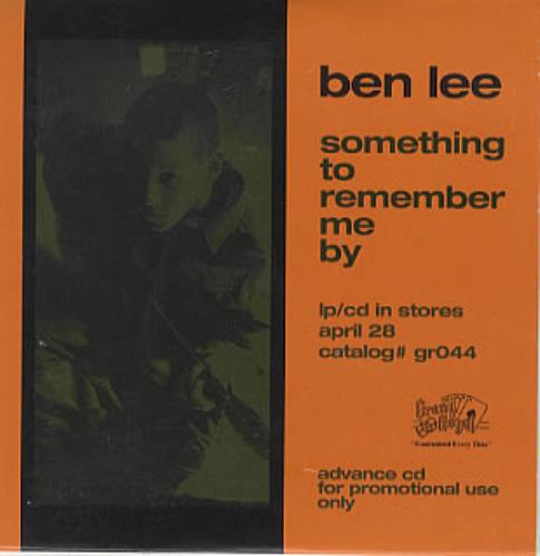 Ben Lee Something To Remember Me By US Promo CD single (CD5 / 5") (334518)