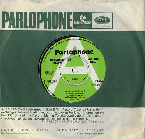 Bernard Cribbins When I'm Sixty-Four UK Promo 7" vinyl single (7 inch ...